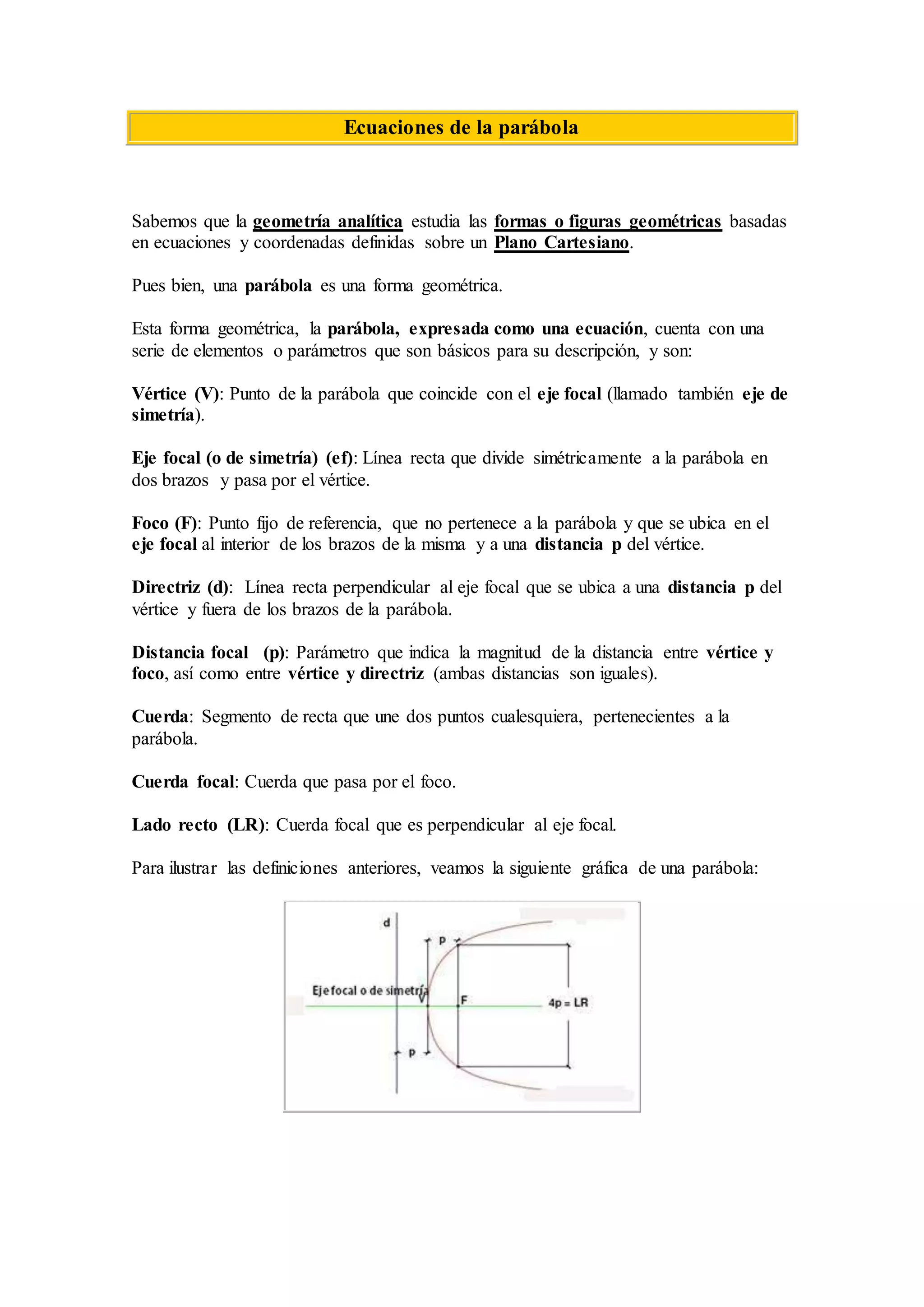 Ecuaciones de la circunferencia y parabola. | DOCX