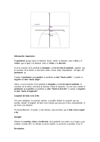 Ecuaciones de la circunferencia y parabola. | DOCX