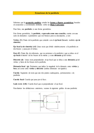 Ecuaciones de la circunferencia y parabola. | DOCX