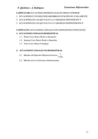 Ecuaciones Diferenciales - Ing. Dr. NELSON QUIÑONES VASQUEZ | PDF