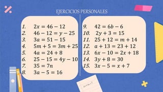 ECUACIONES E INECUACIONES PARA ESTUDIANTES DE SEXTO GRADO | PPTX