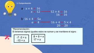 ECUACIONES E INECUACIONES PARA ESTUDIANTES DE SEXTO GRADO | PPTX
