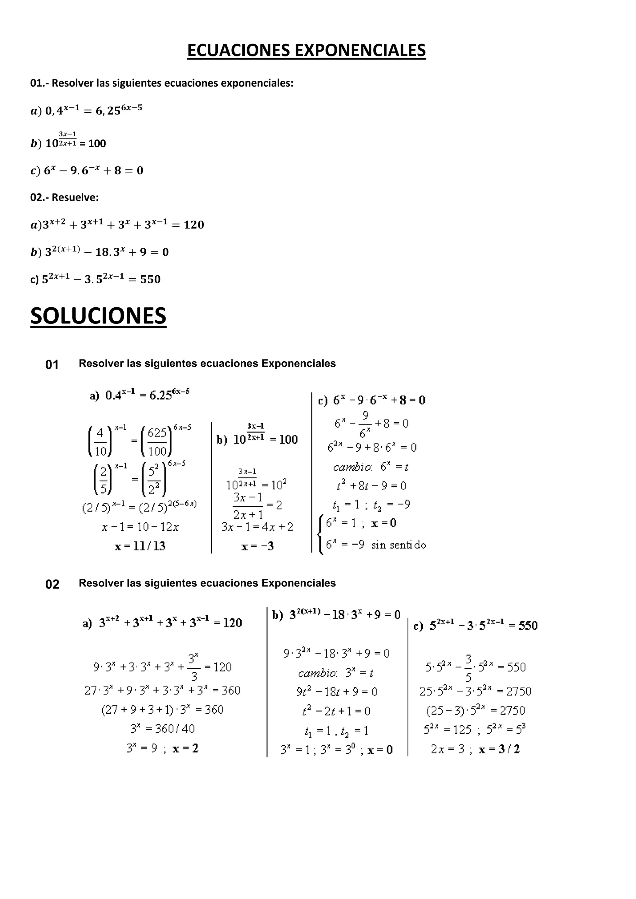 Ecuaciones Exponenciales Con Sol Pdf