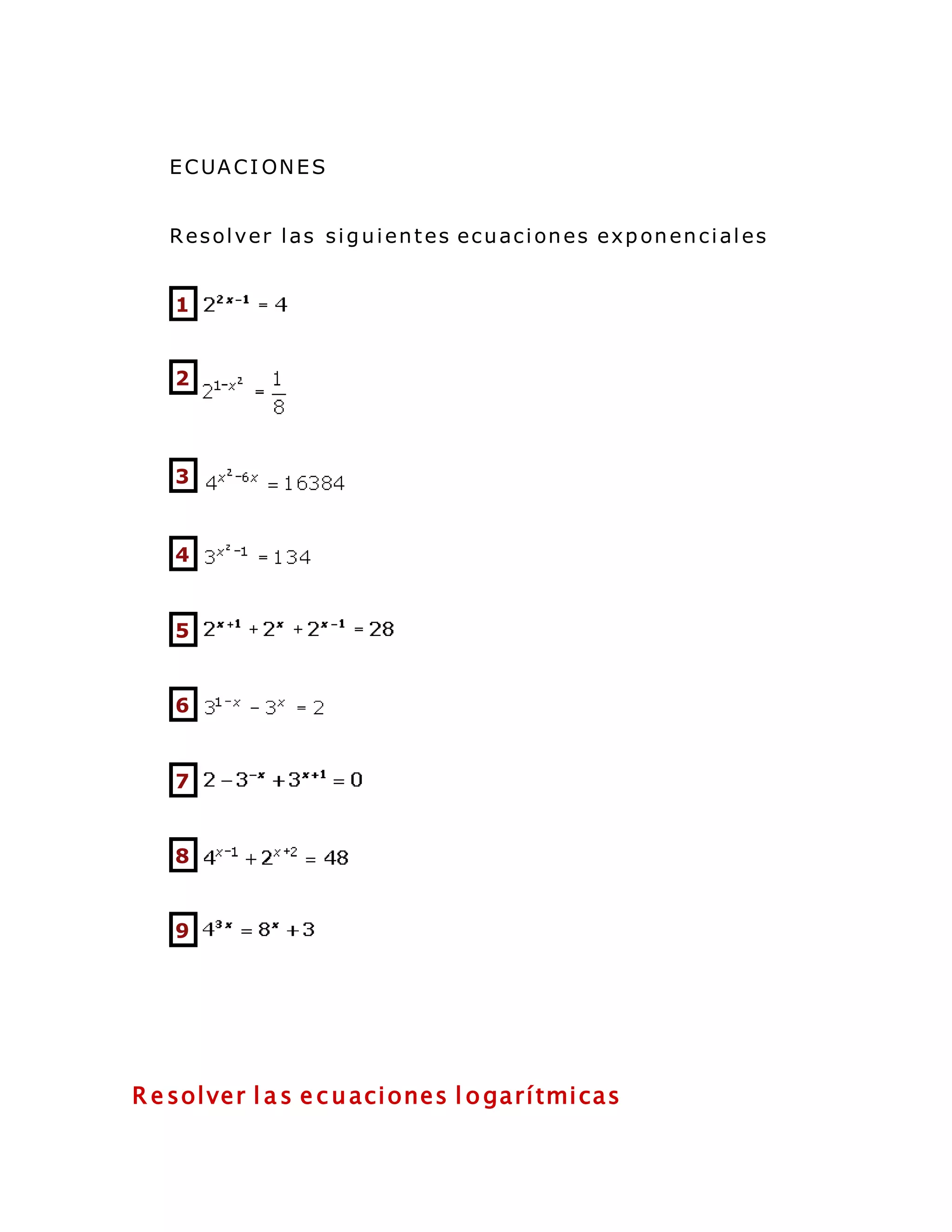 Ecuaciones Exponenciales Y Logaritmicas Pdf