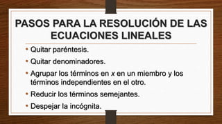 Ecuaciones Lineales Ppt Pptx