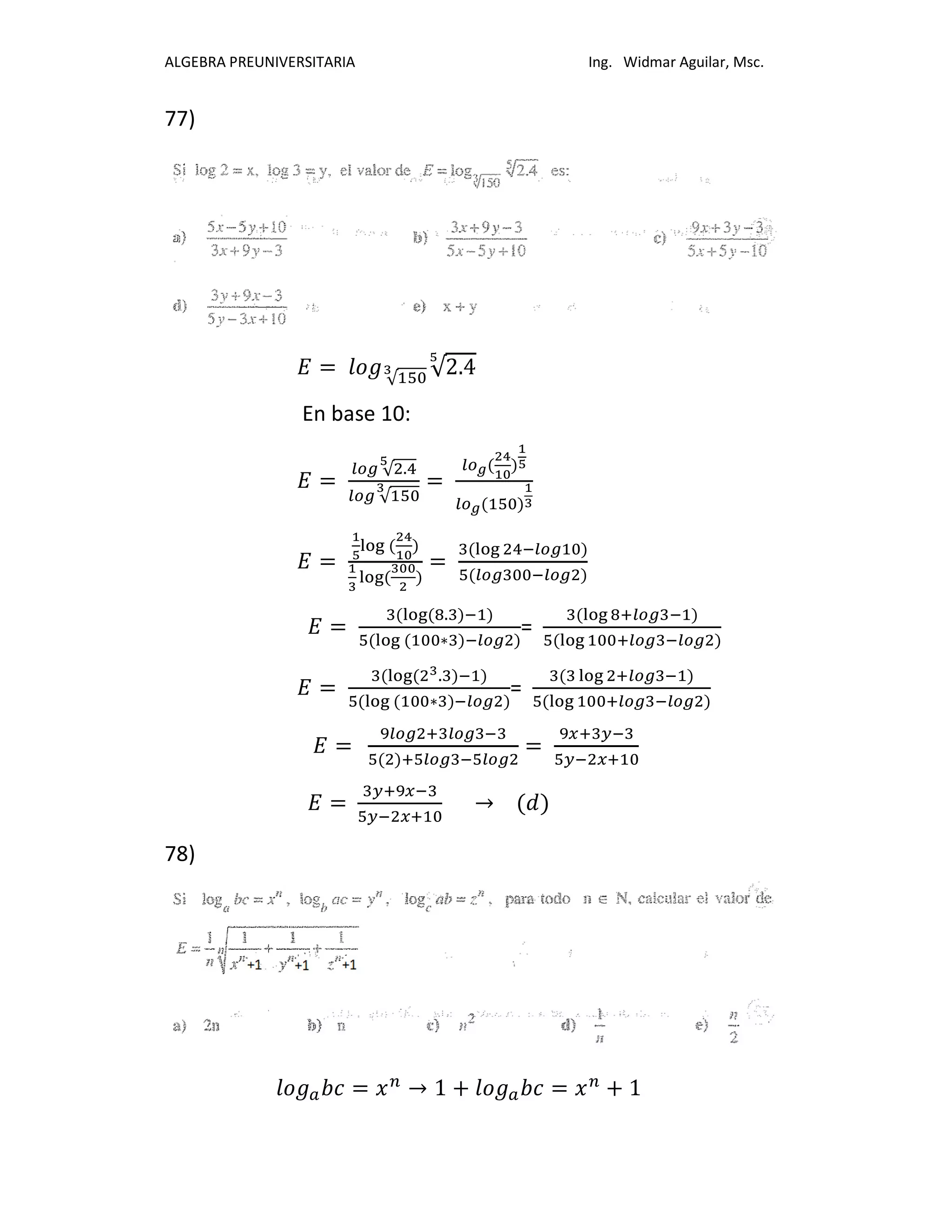 Ecuaciones logaritmicas | PDF