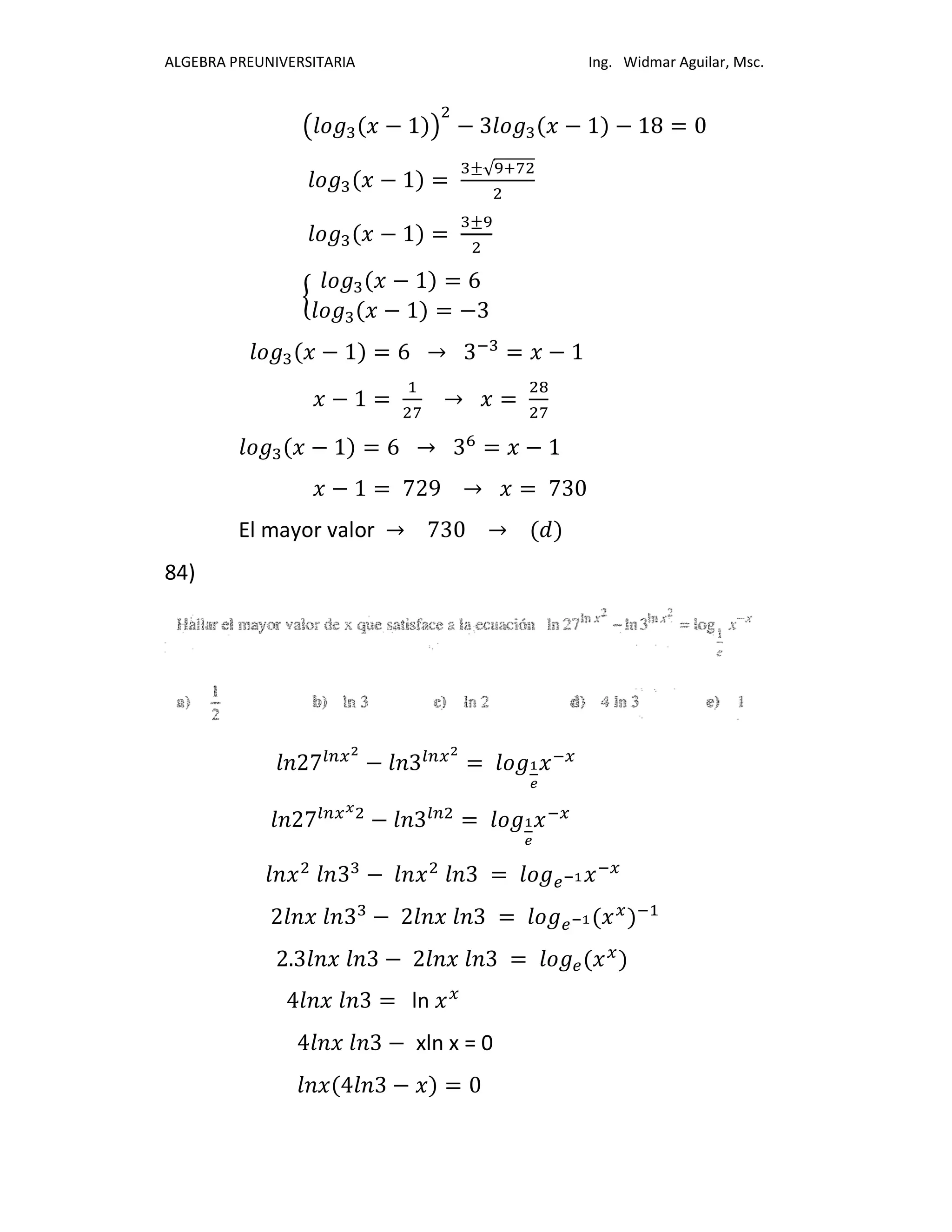 Ecuaciones logaritmicas | PDF