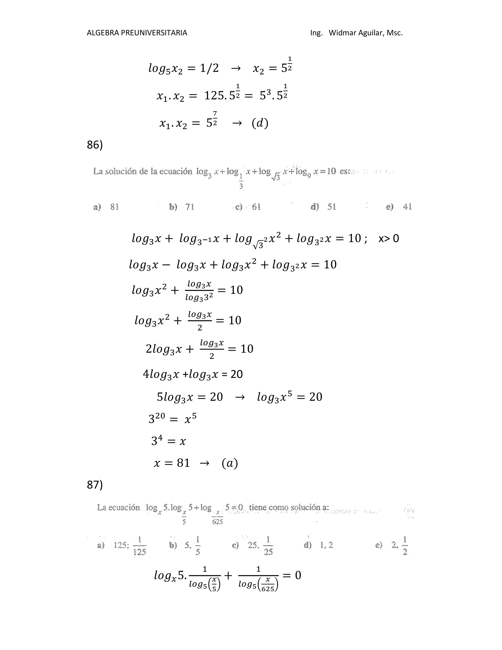 Ecuaciones logaritmicas | PDF