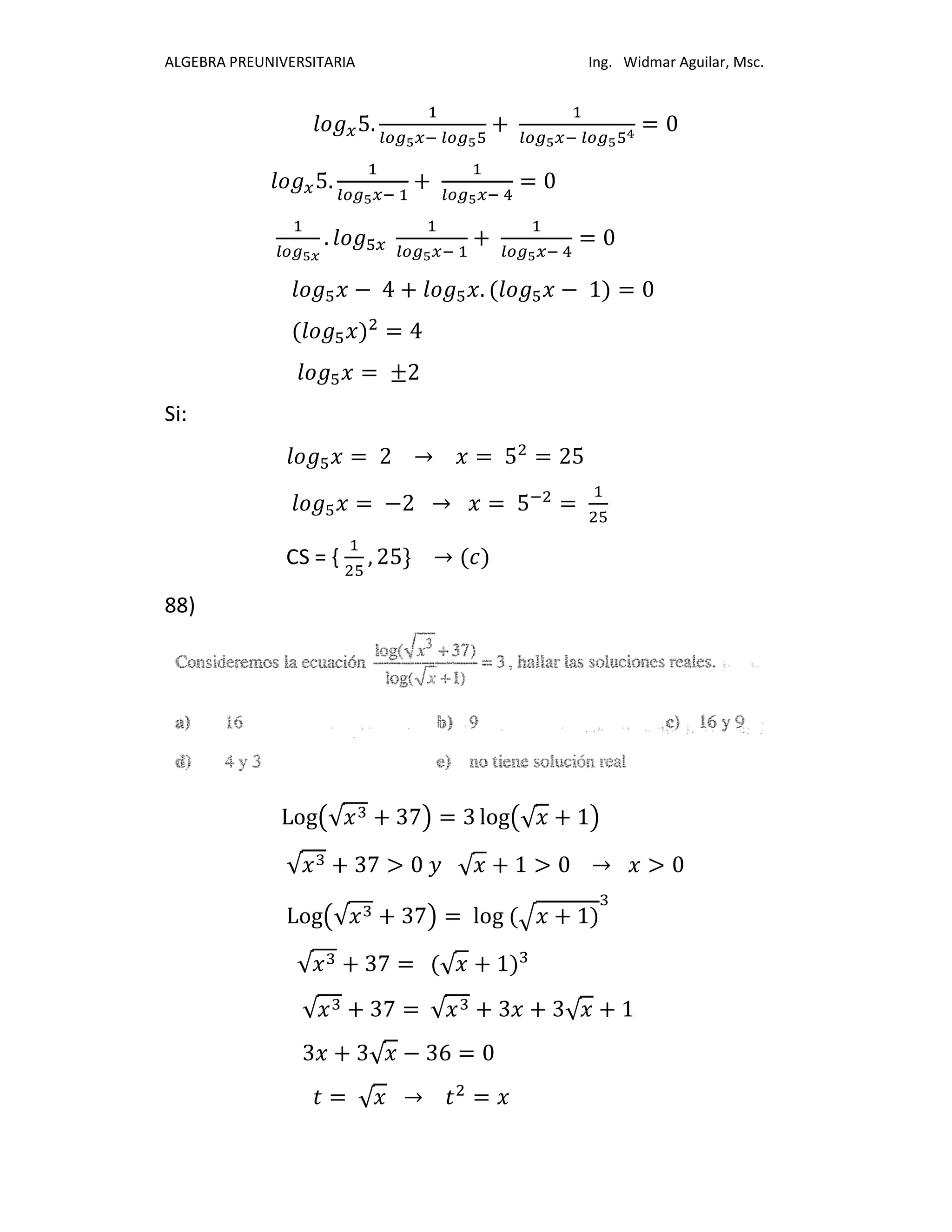 Ecuaciones logaritmicas | PDF