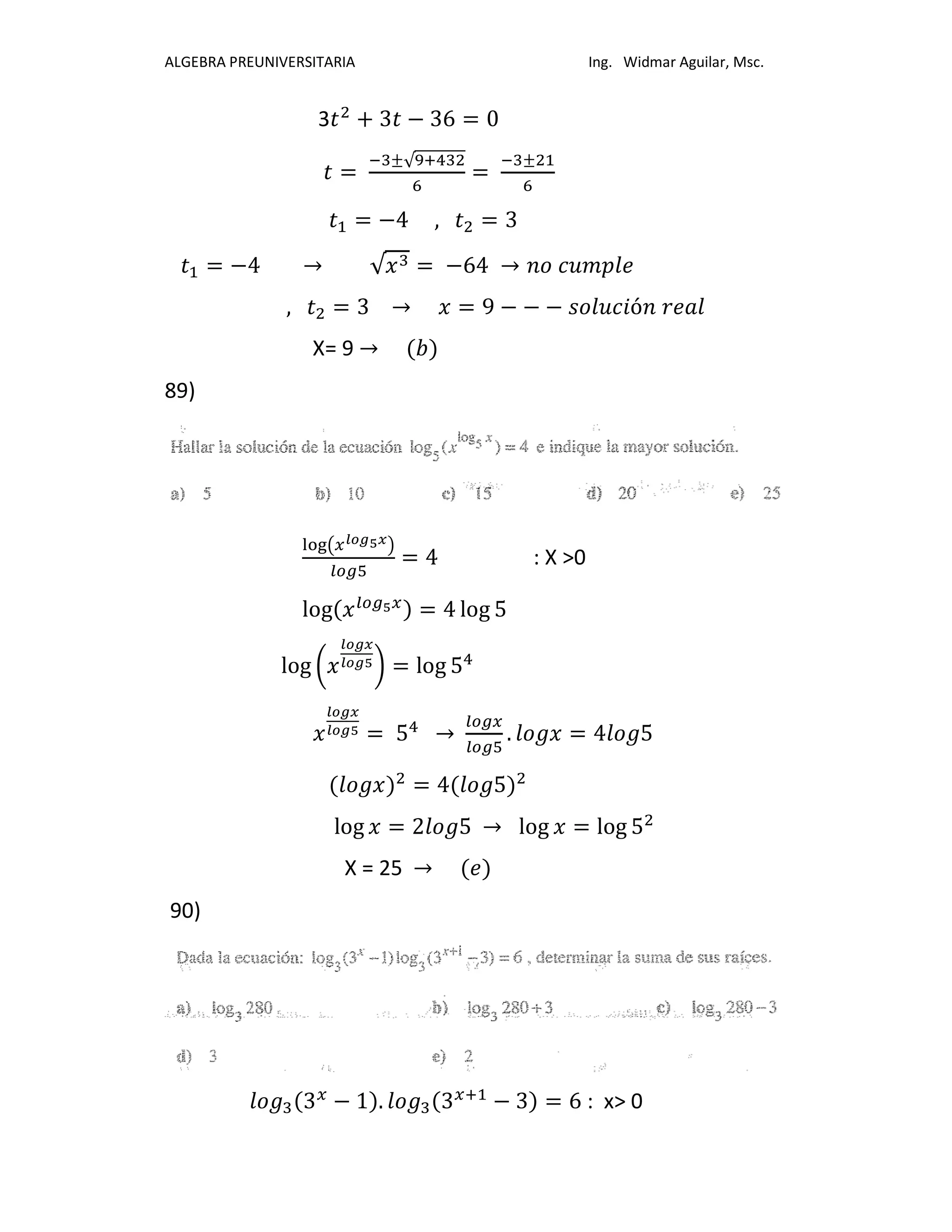 Ecuaciones logaritmicas | PDF
