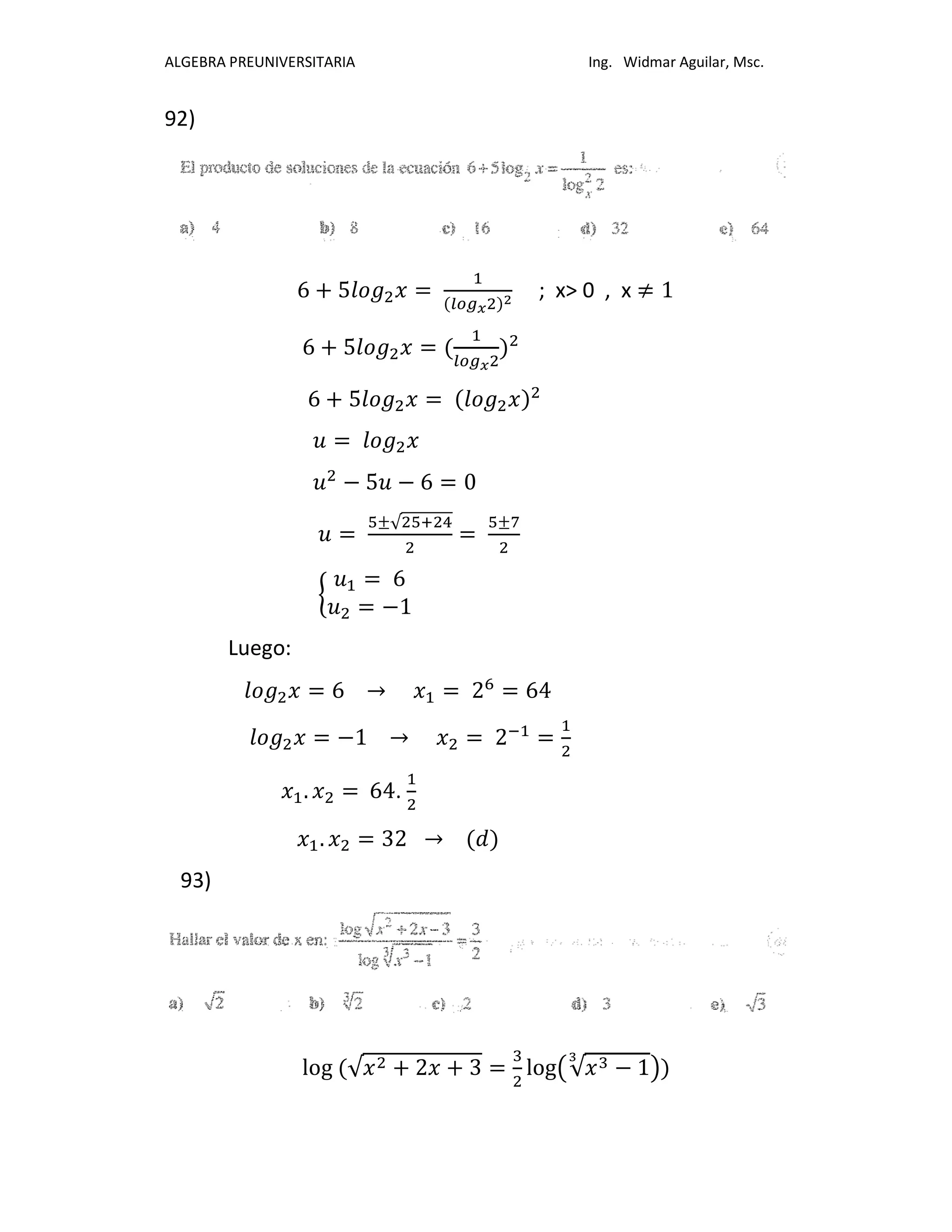 Ecuaciones logaritmicas | PDF
