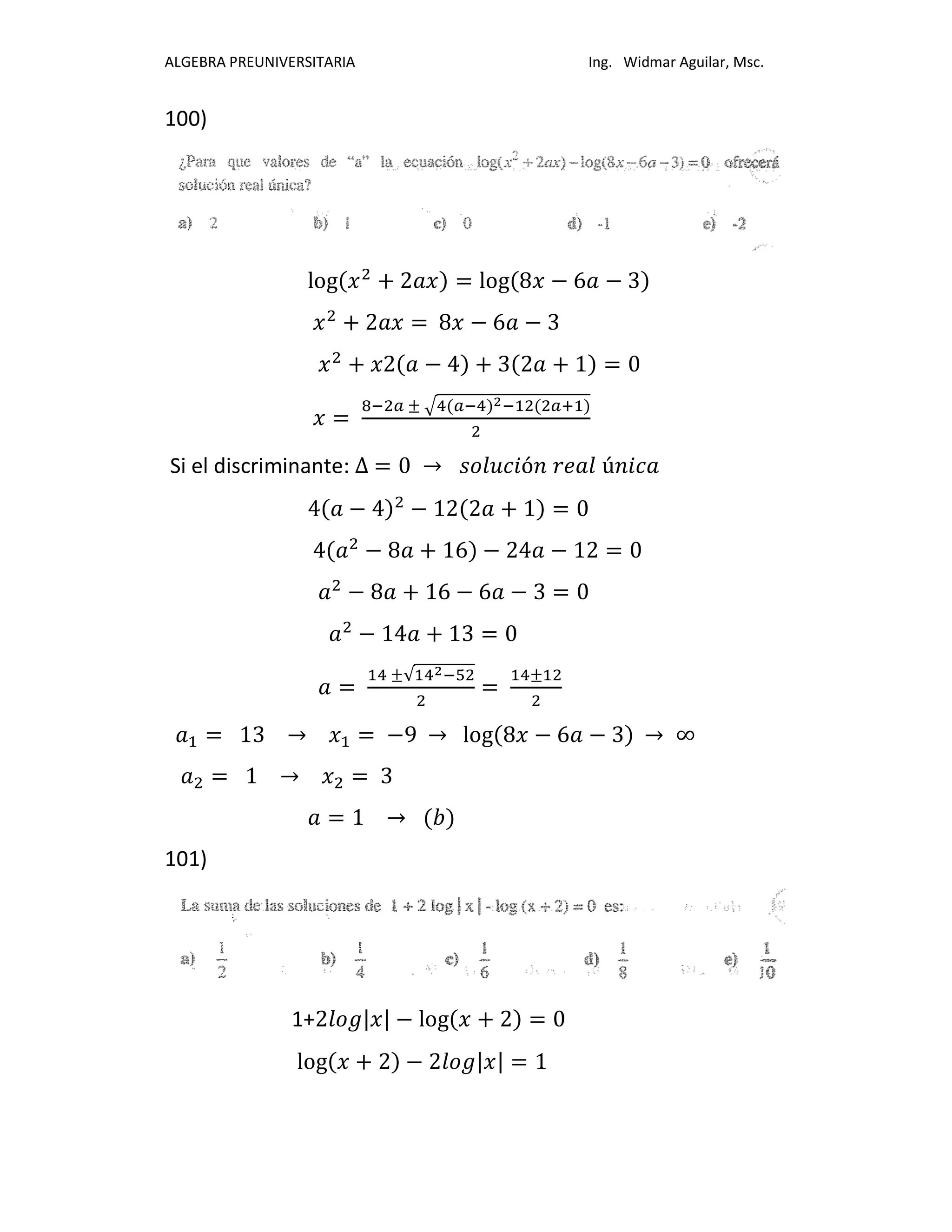 Ecuaciones logaritmicas | PDF