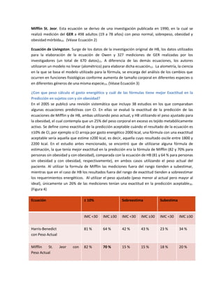 Ecuaciones predictivas del gasto energético | PDF