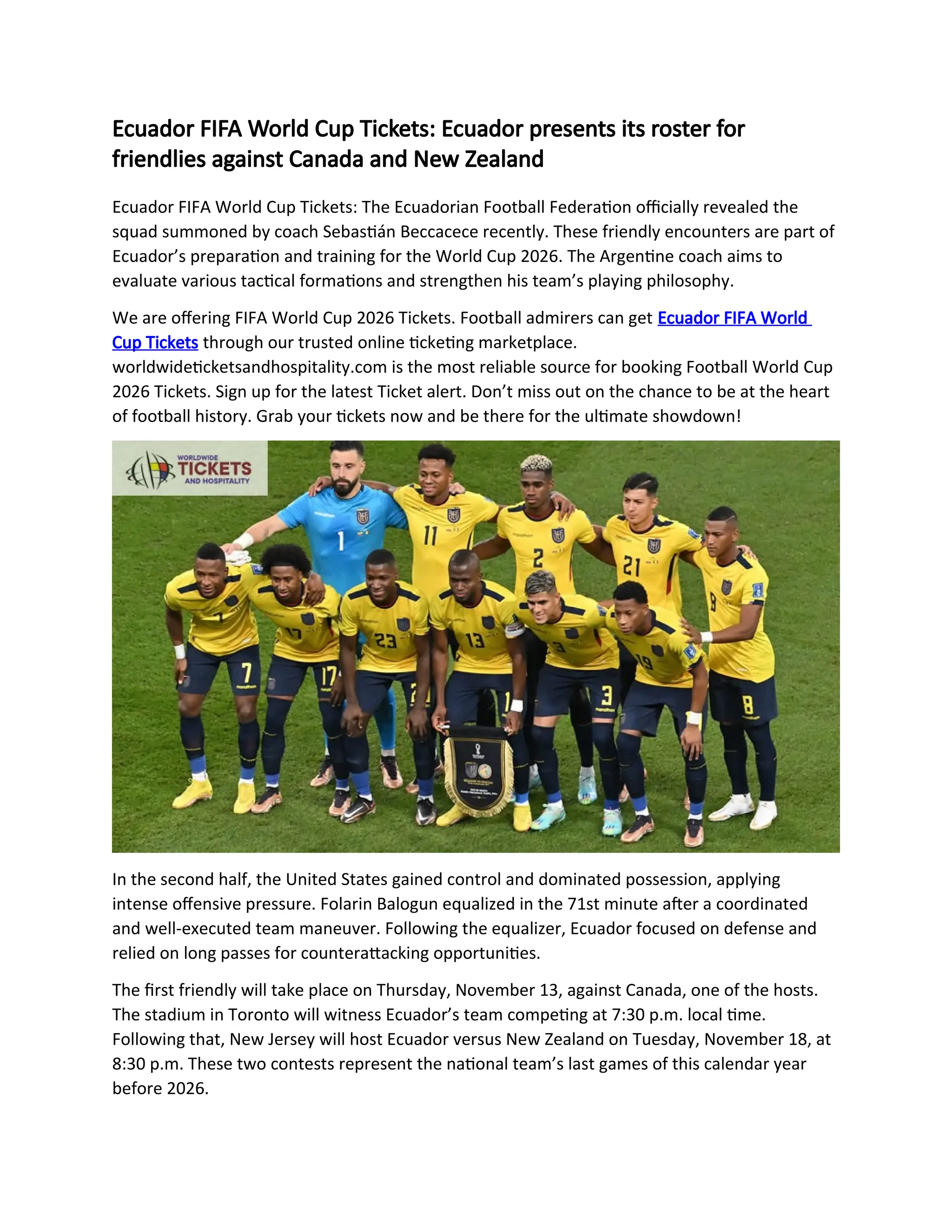 Ecuador FIFA World Cup Tickets Ecuador presents its roster for ...