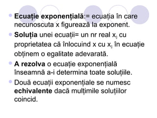 Ecuaţii exponenţiale | PPT
