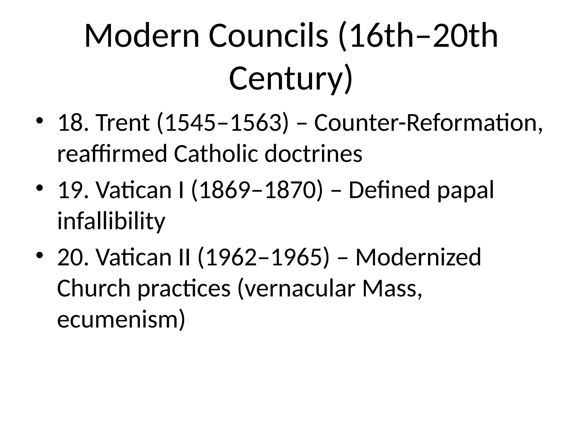 Roman Catholic Ecumenical Councils through history.pptx