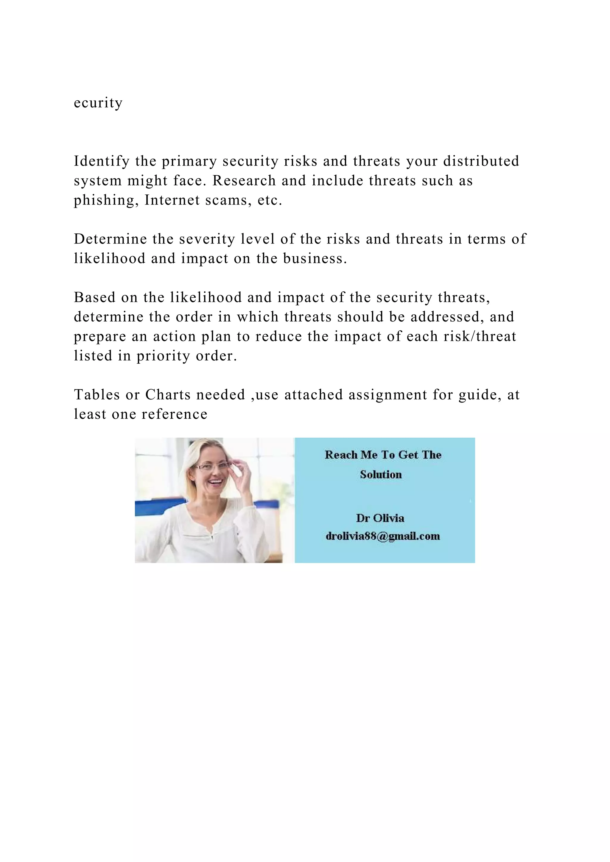 ecurityIdentify the primary security risks and threats your di | PDF