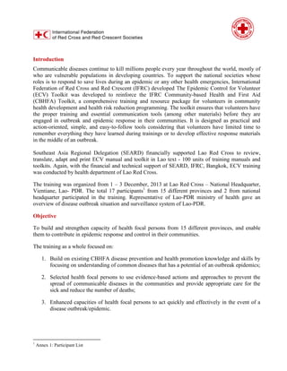 Ecv training report in laos | PDF