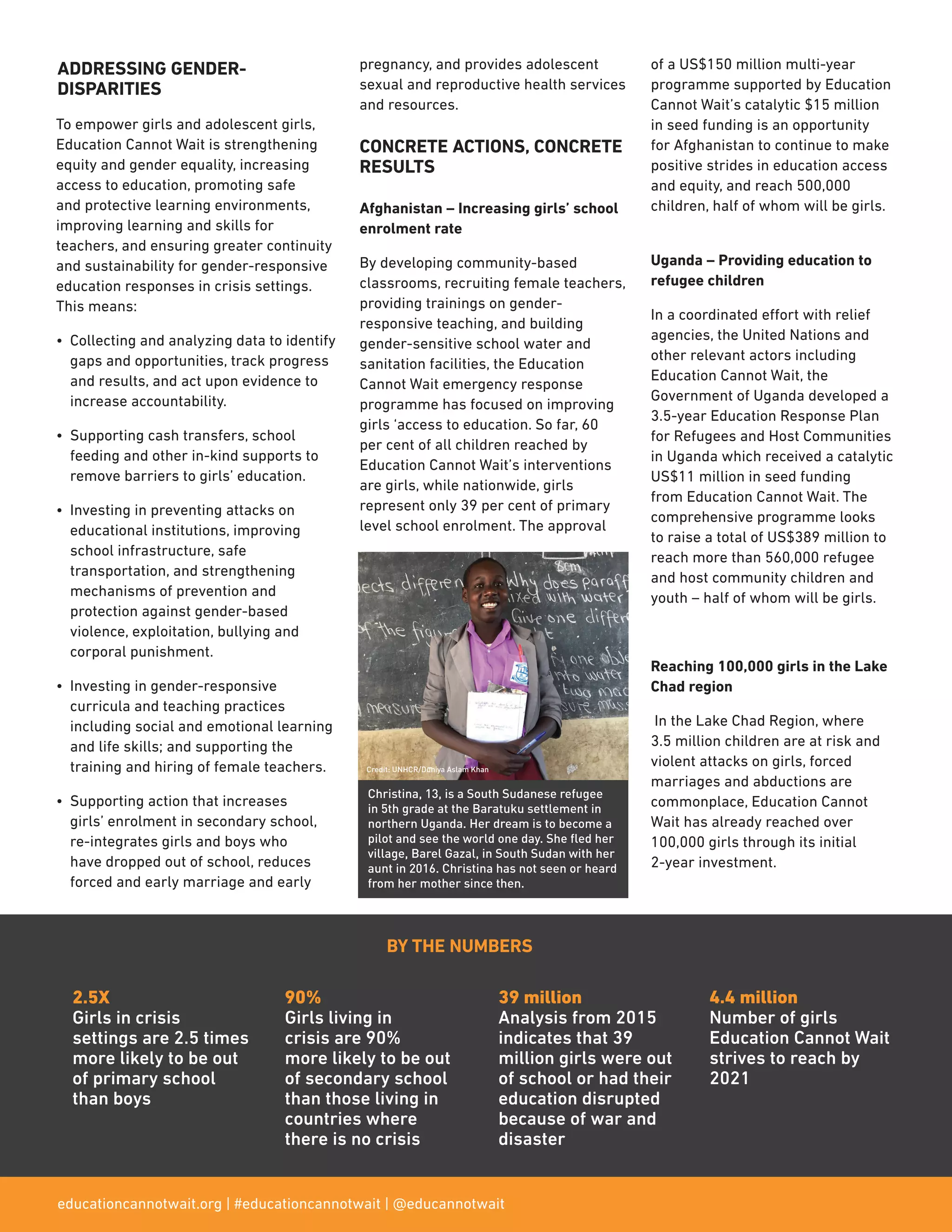 Education Cannot Wait Gender Factsheet | PDF