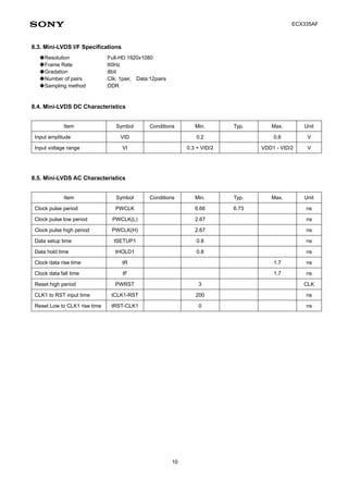 Sony 0.71 Inch Micro OLED Display ECX335AF-6 | PDF