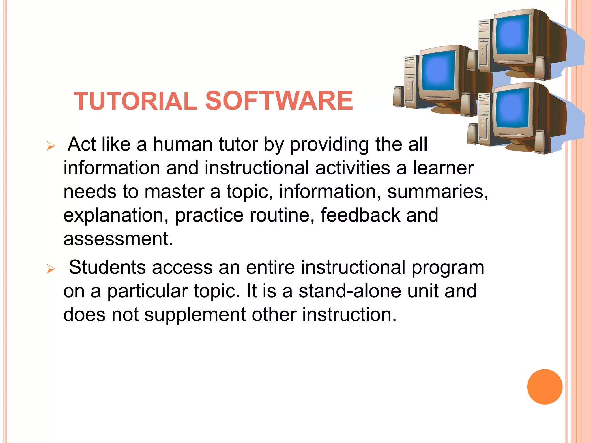 Ed.tech.ii chapter 6 (instructional software for classroom use) | PPTX