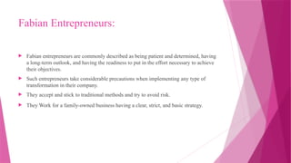 ED- Types of Entrepreneur: Innovative, Imitative, Fabian & Drone | PPTX