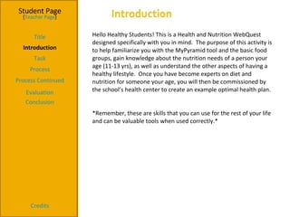 Ed 331 Webquest- Living Healthy | PPT