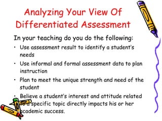 Ed 471 Differentiated Assessment Strategies2 | PPT