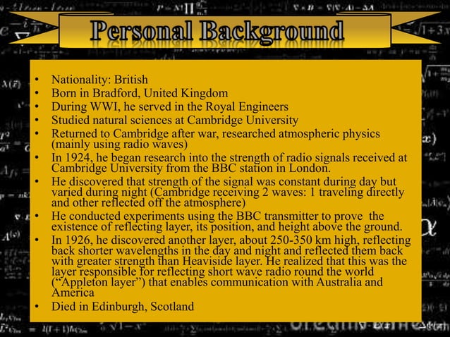 Sir Edward Appleton | PPTX | Physics | Science