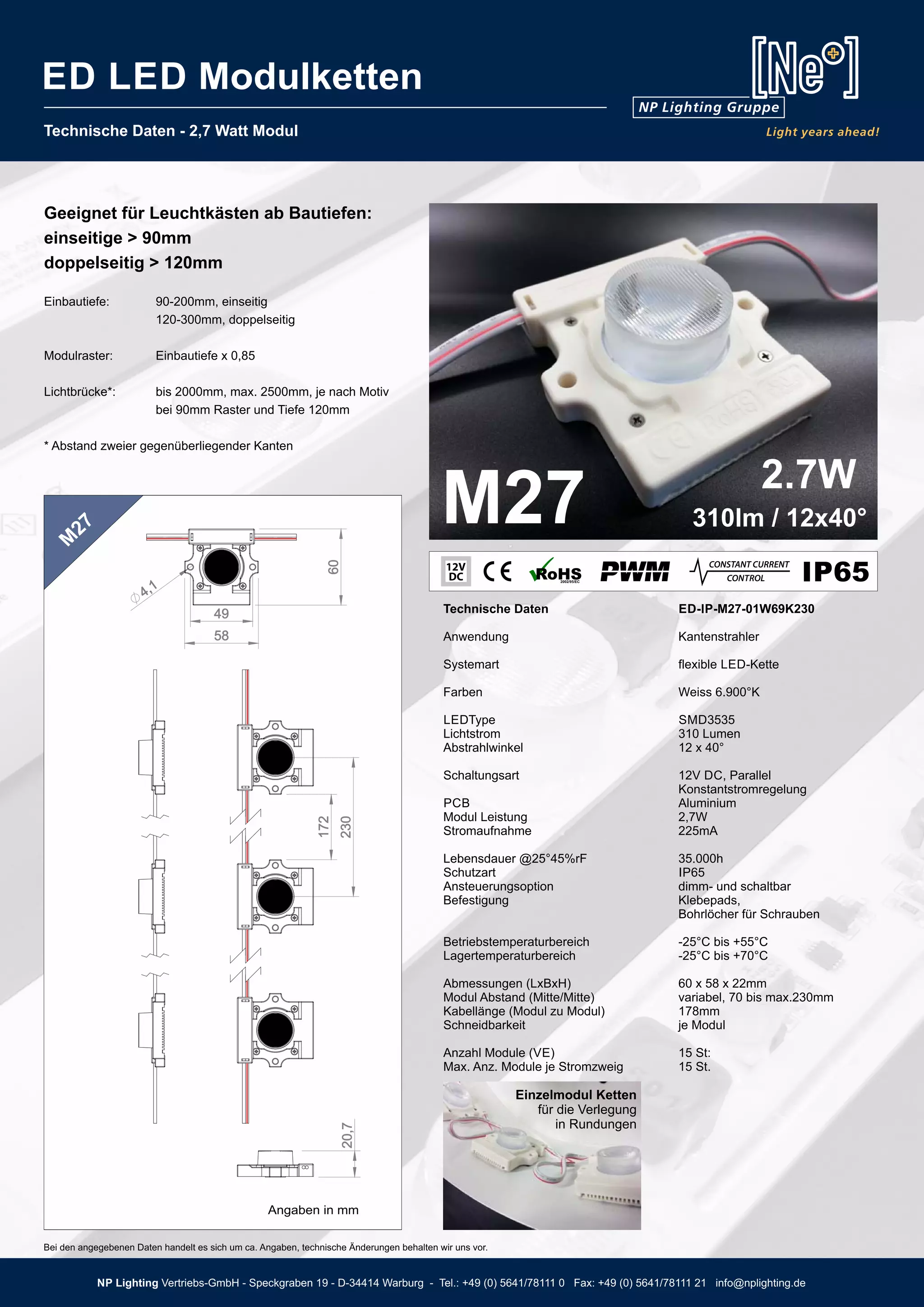 NP Lighting - Uebersicht Kantenstrahler LED Module (Edge Lighting LED ...