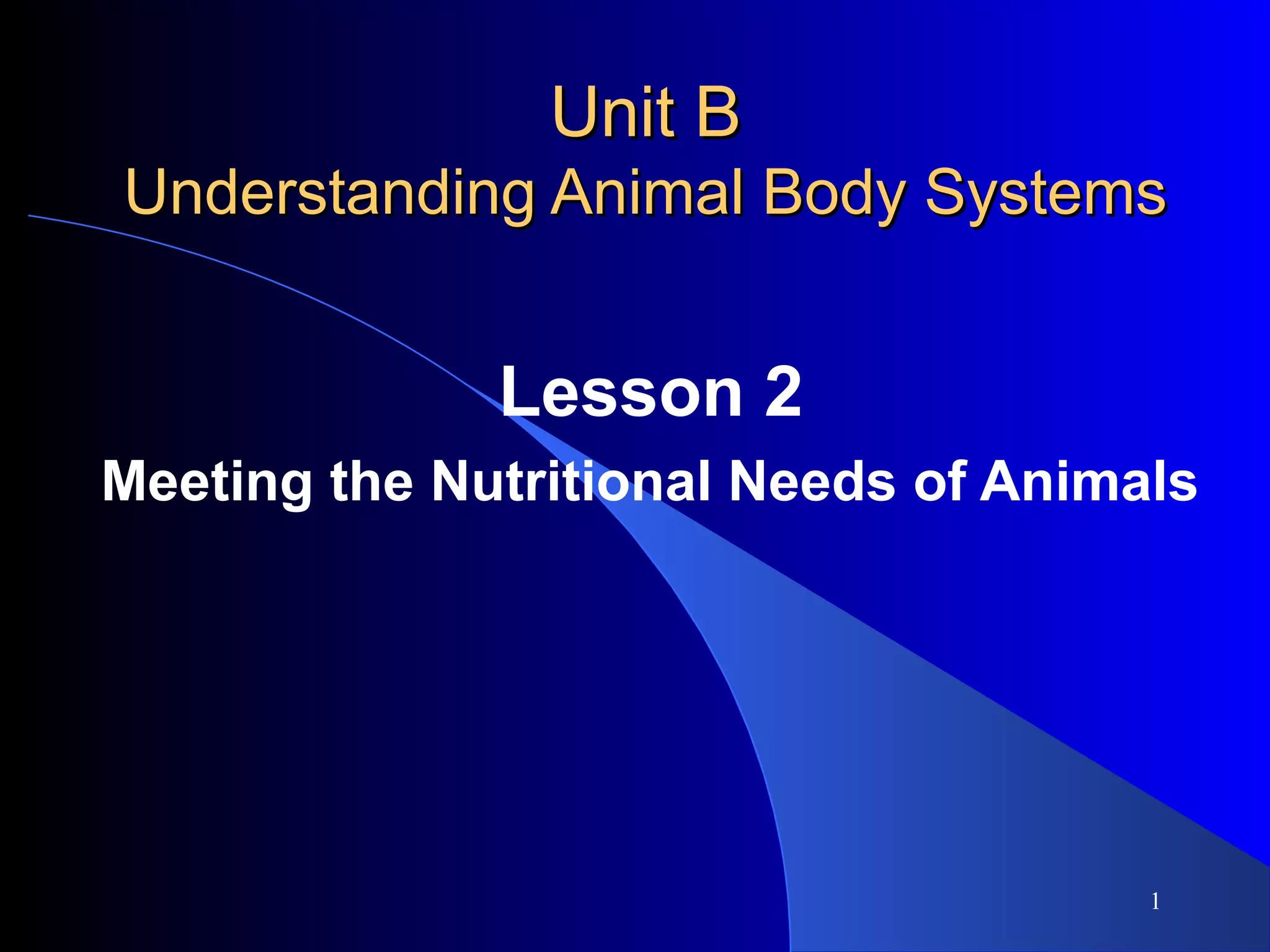 Nutritional Needs of Livestock Animals | PPT
