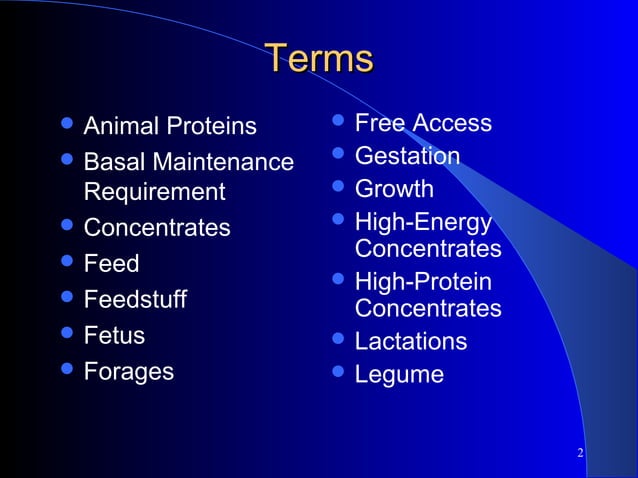Nutritional Needs of Livestock Animals | PPT