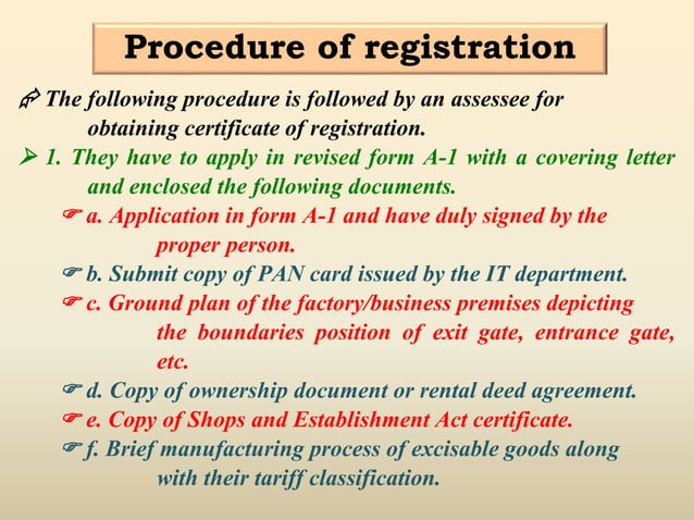 Excise duty registration | PPTX