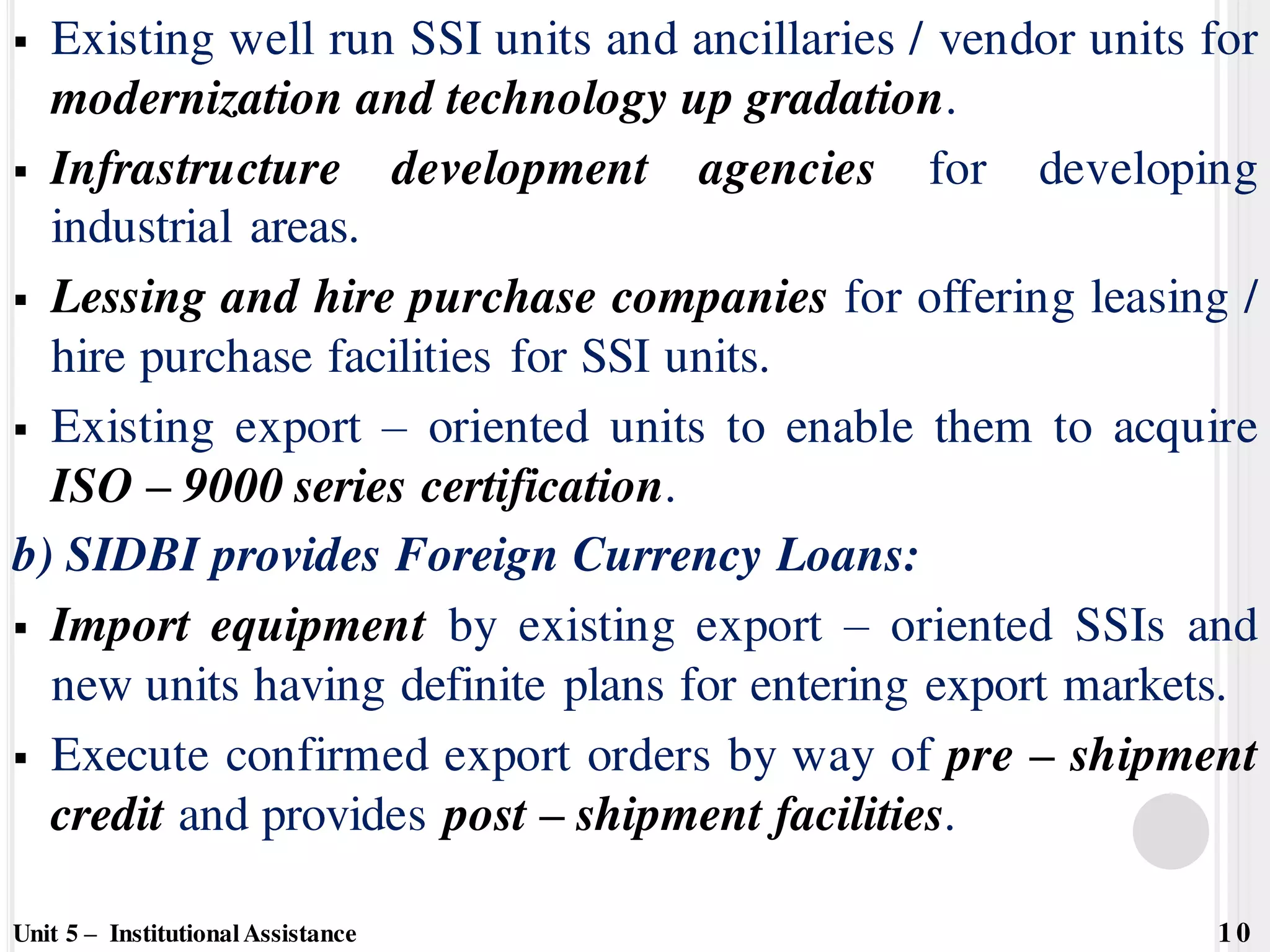 Entrepreneurship development - Institutional Assistance | PDF