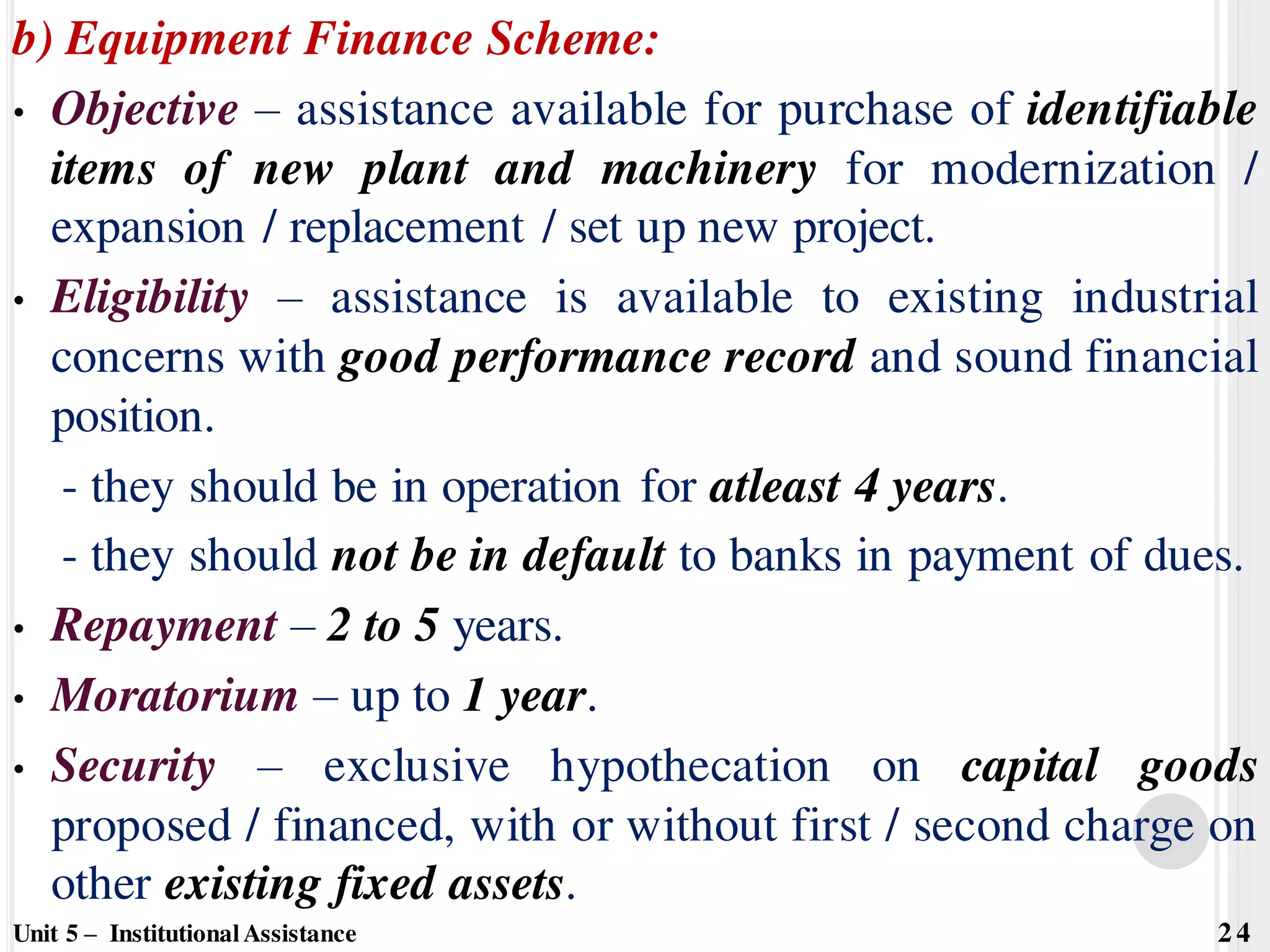 Entrepreneurship development - Institutional Assistance | PDF