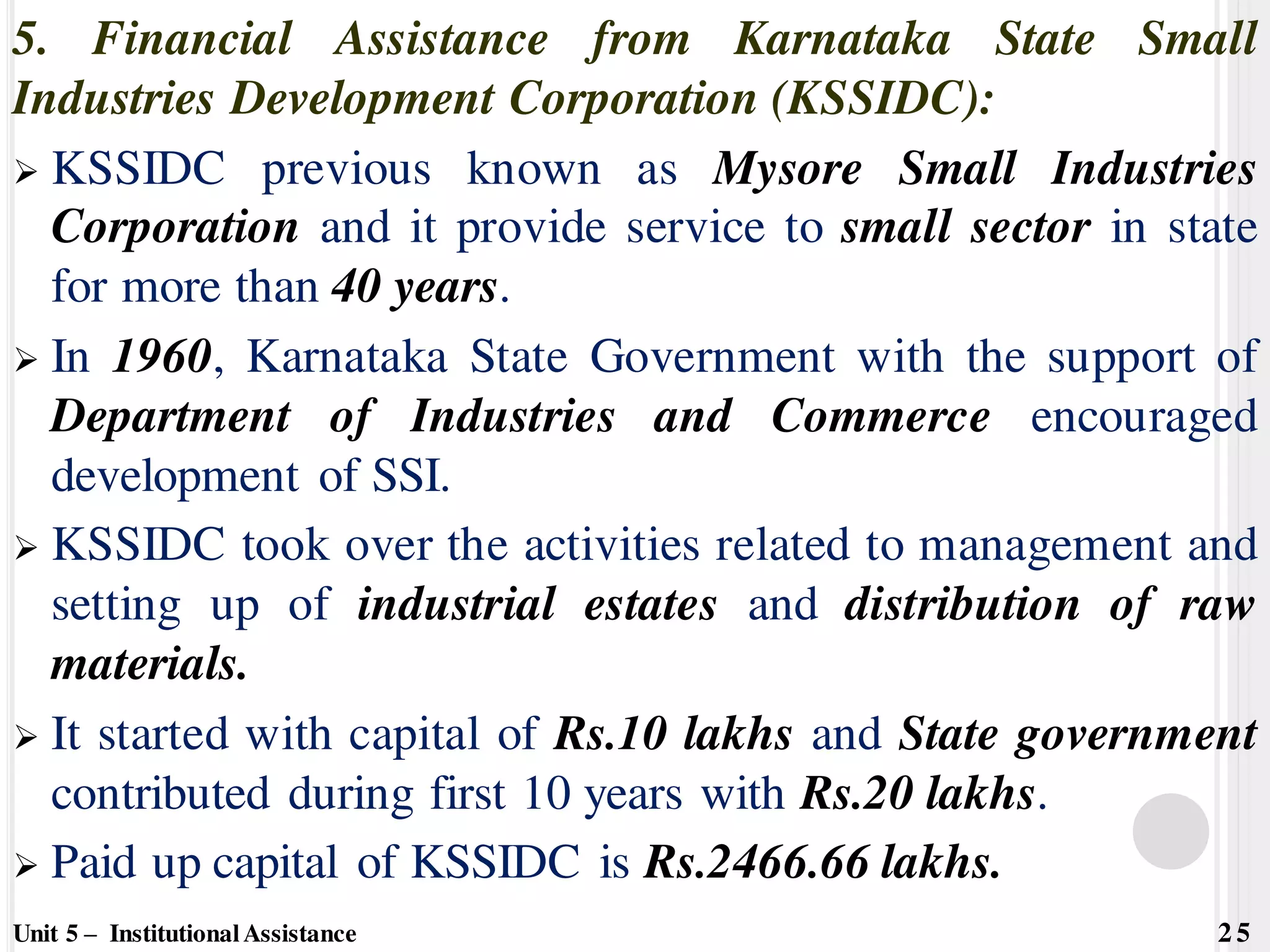 Entrepreneurship development - Institutional Assistance | PDF