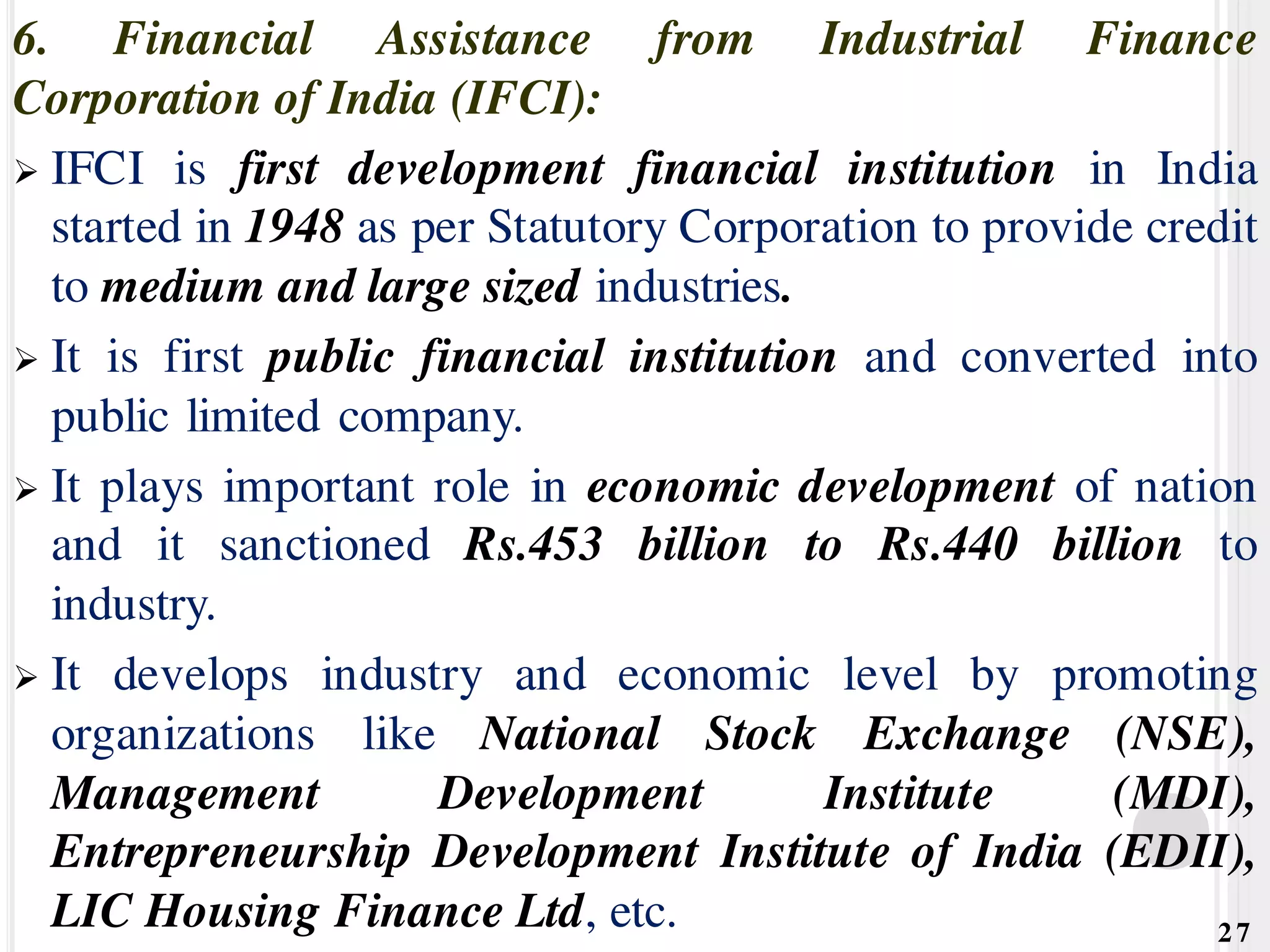 Entrepreneurship development - Institutional Assistance | PDF