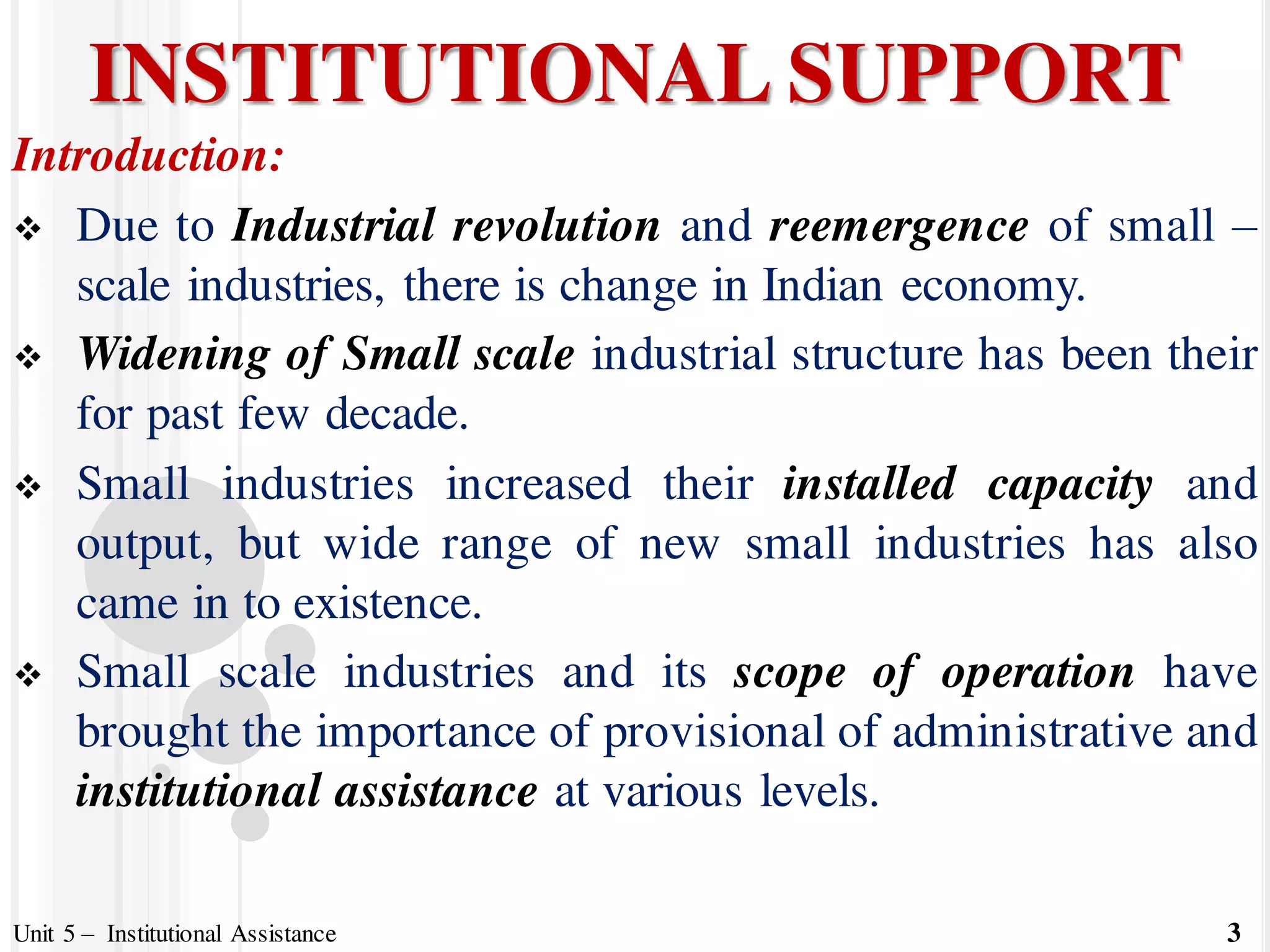 Entrepreneurship development - Institutional Assistance | PDF