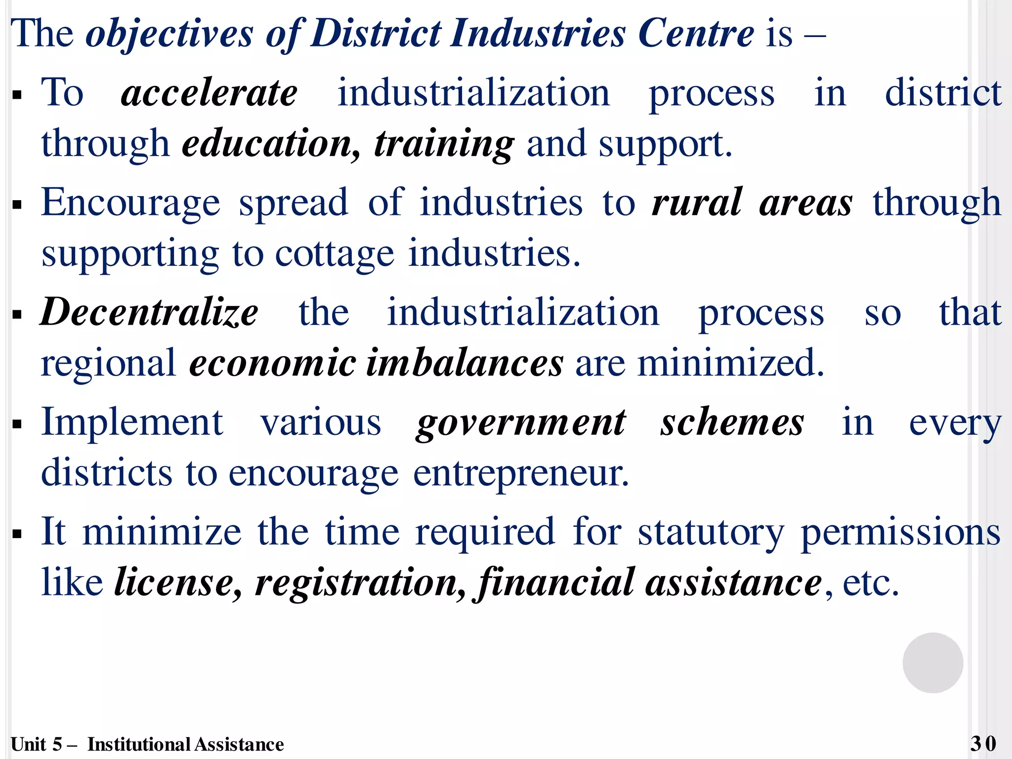 Entrepreneurship development - Institutional Assistance | PDF