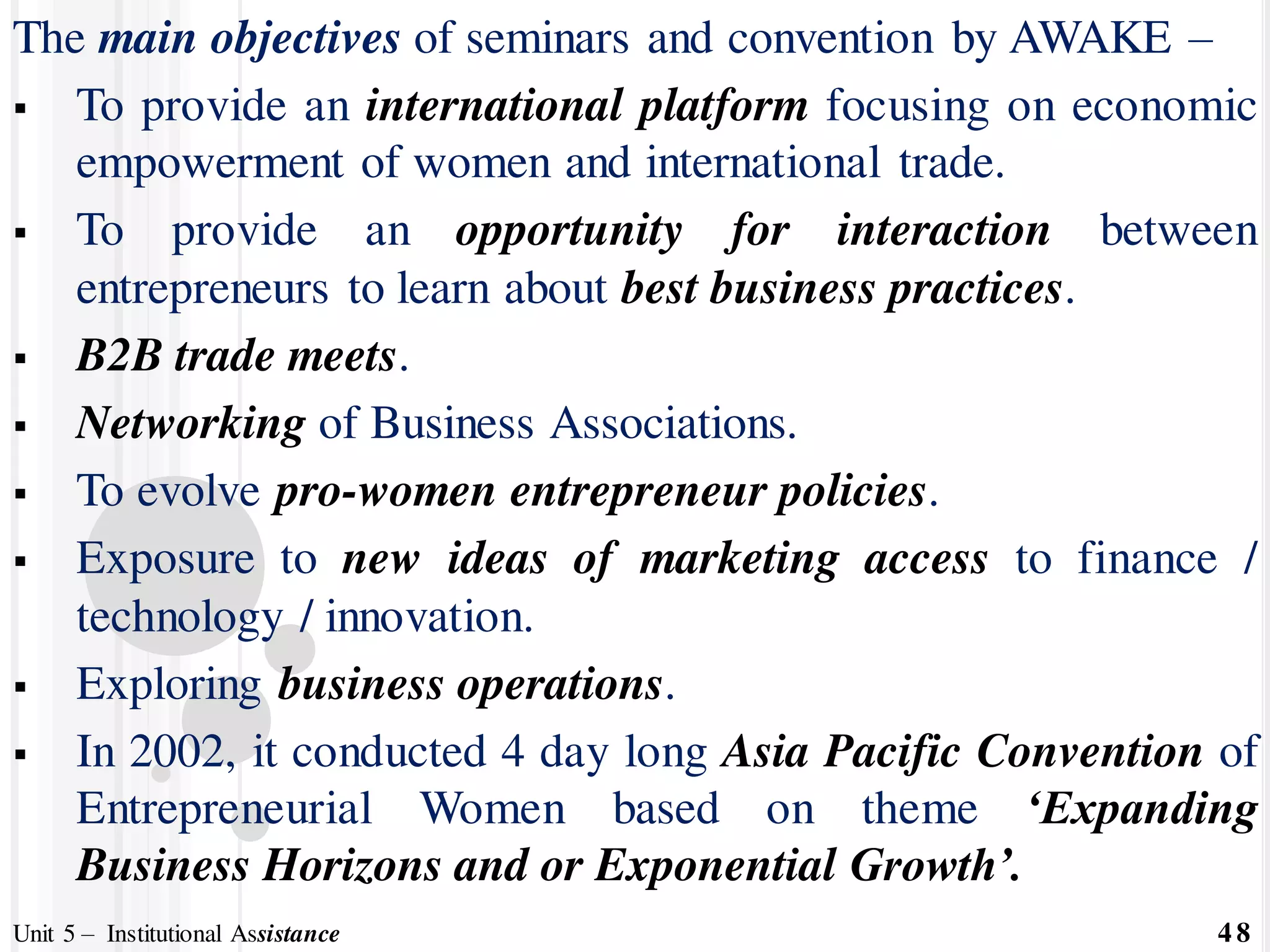 Entrepreneurship development - Institutional Assistance | PDF