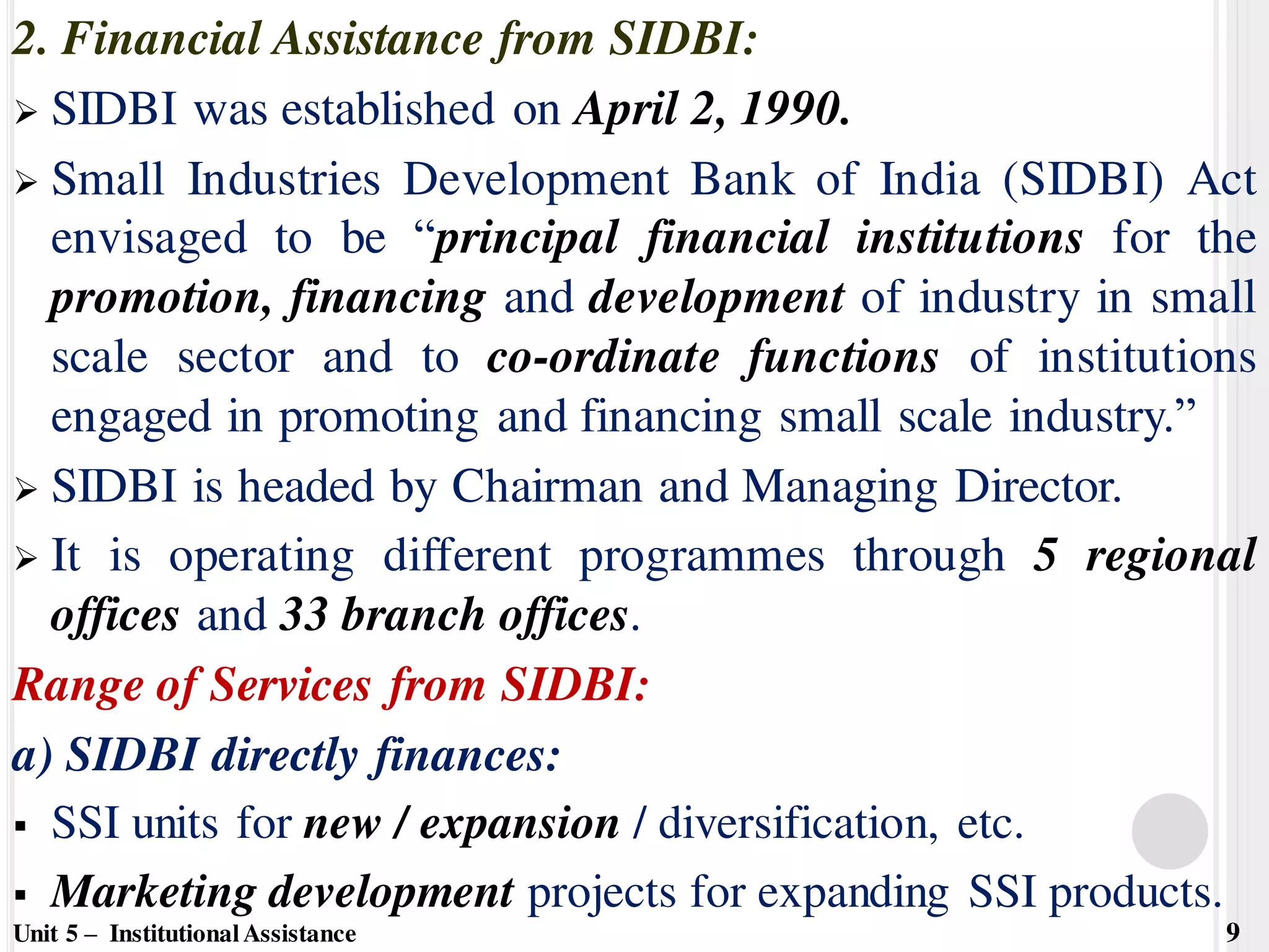 Entrepreneurship development - Institutional Assistance | PDF