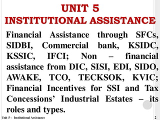 Entrepreneurship development - Institutional Assistance | PDF