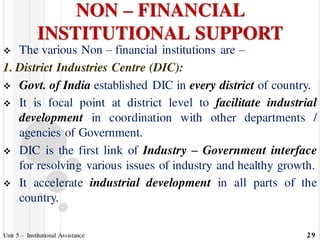 Entrepreneurship development - Institutional Assistance | PDF