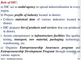 Entrepreneurship development - Institutional Assistance | PDF