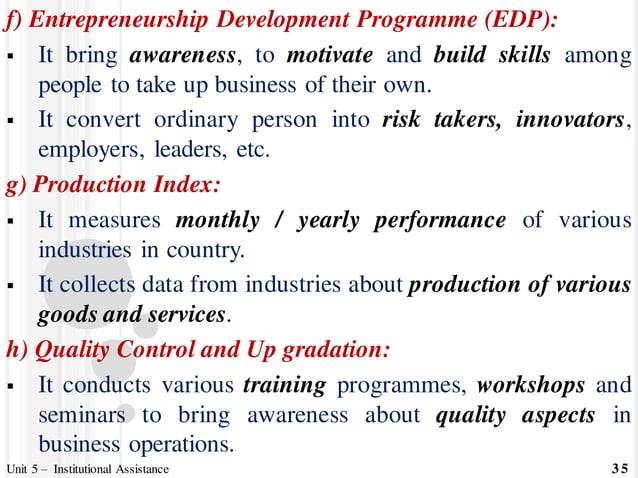 Entrepreneurship development - Institutional Assistance | PDF ...