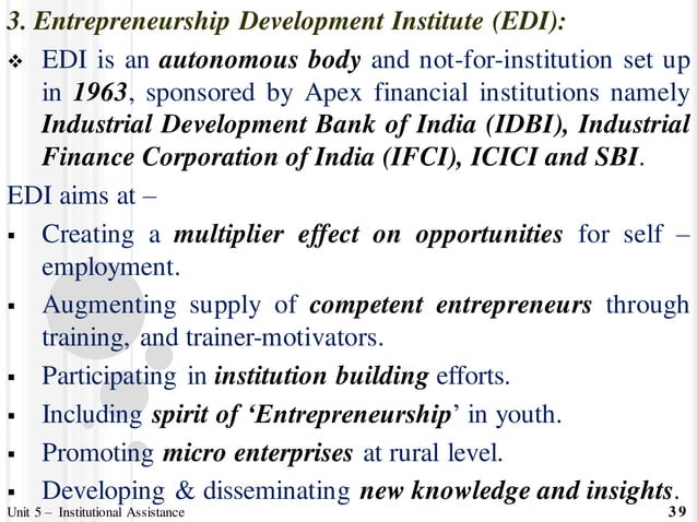 Entrepreneurship development - Institutional Assistance | PDF ...