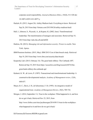 The Importance of Trust for Developing Tomorrow’s Information Security ...