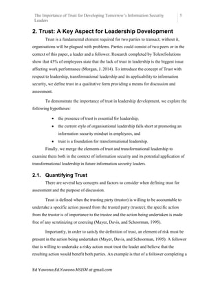 The Importance of Trust for Developing Tomorrow’s Information Security ...