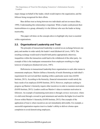 The Importance of Trust for Developing Tomorrow’s Information Security ...