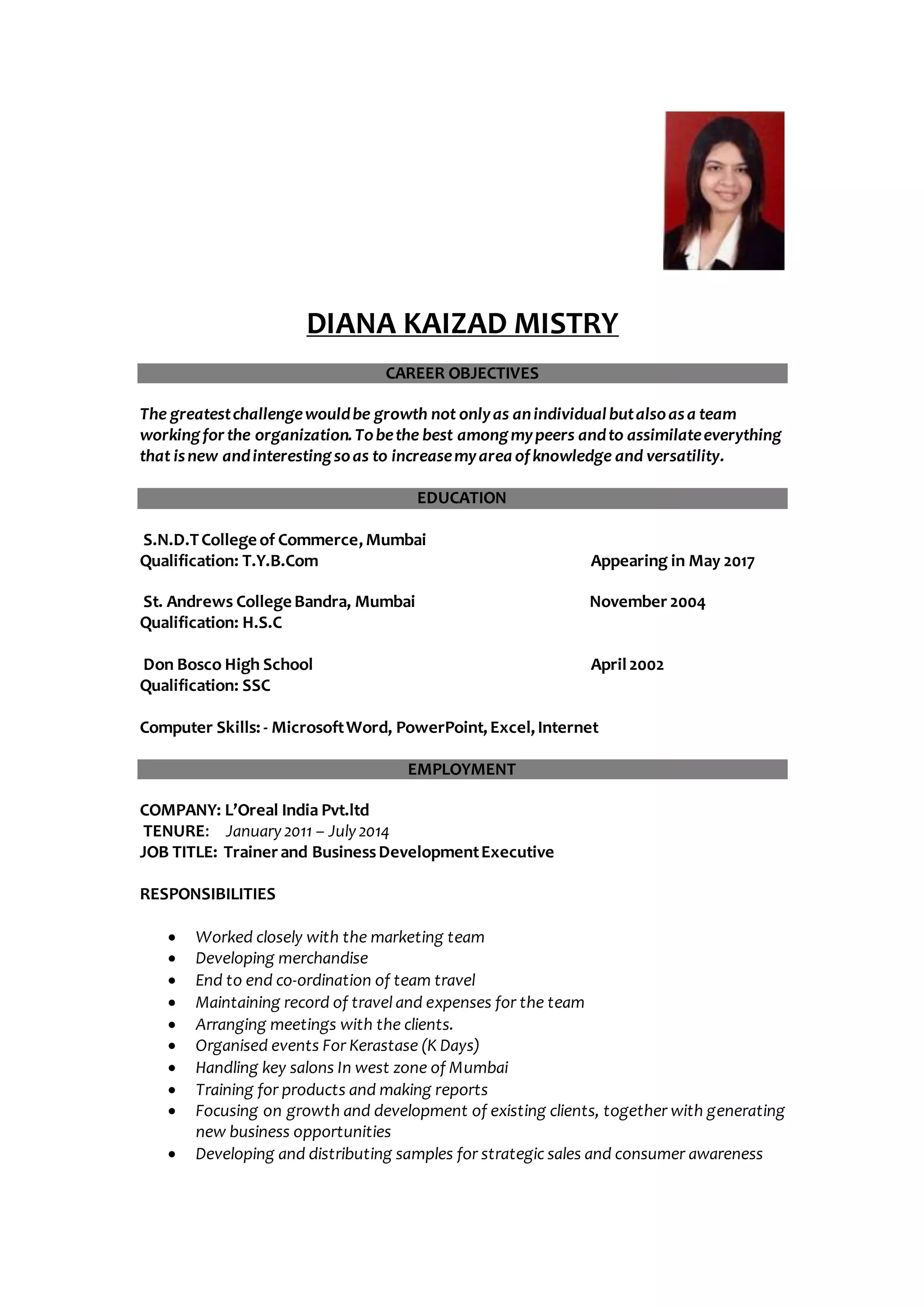 CV Diana Mistry | PDF